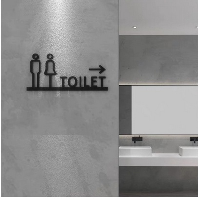 Acrylic Toilet Sign Sticker Modern Restroom WC Pointer Label | Shopee ...