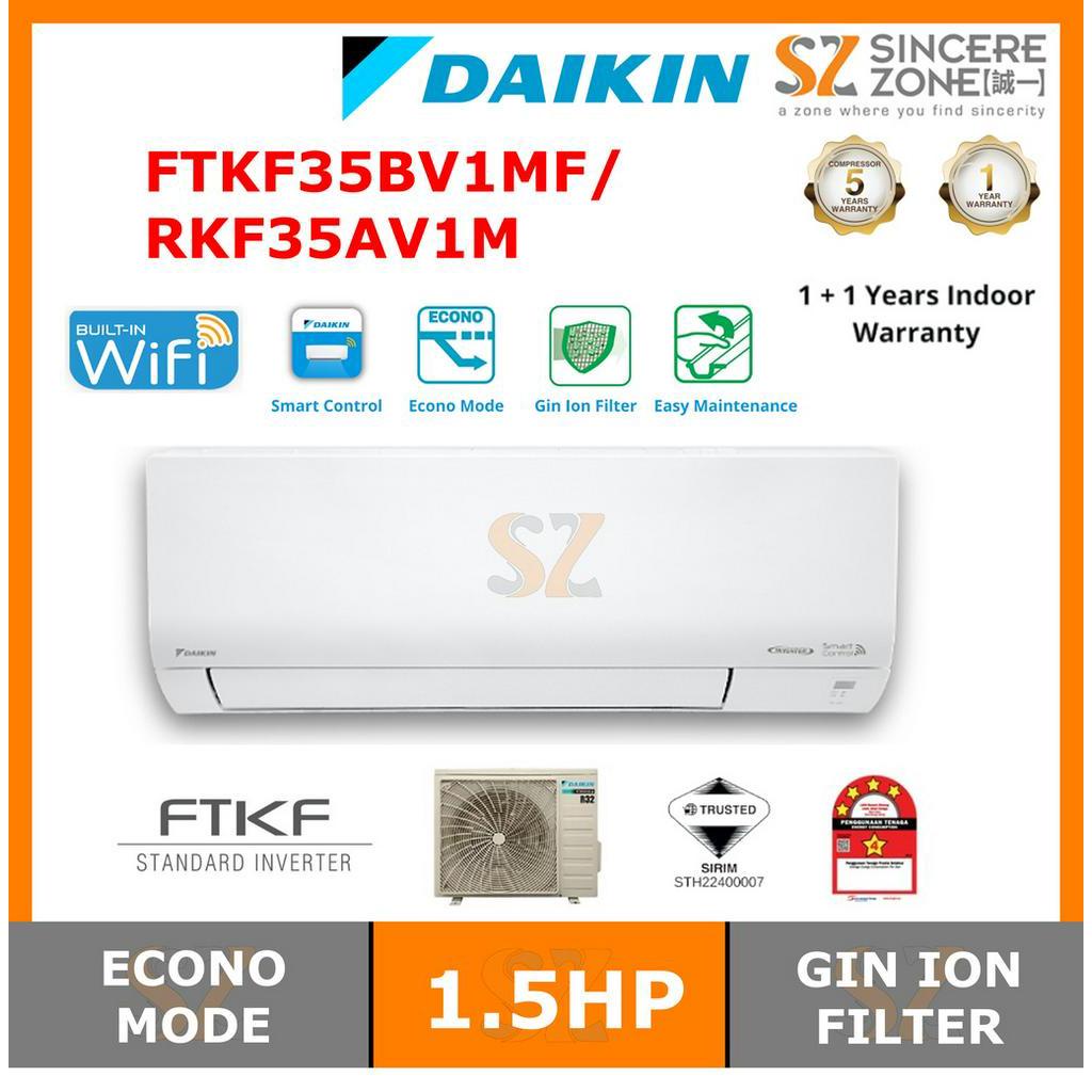 Daikin FTKF35C /RKF35C 1.5HP R32 Gin-ION Filter WIFI Standard Inverter Smart Control Wall ...