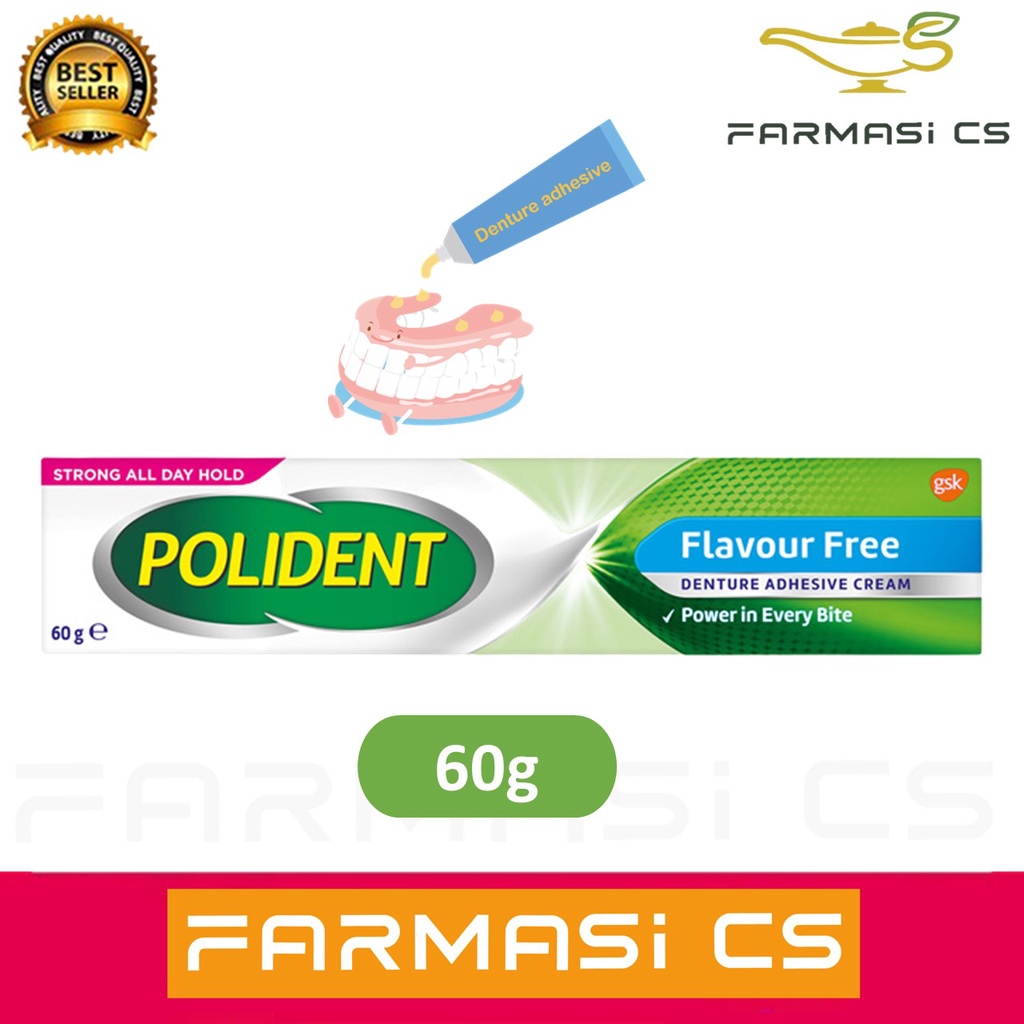 Polident Flavour Free Denture Adhesive Cream 60g EXP:08/2026 [ Pelekat ...
