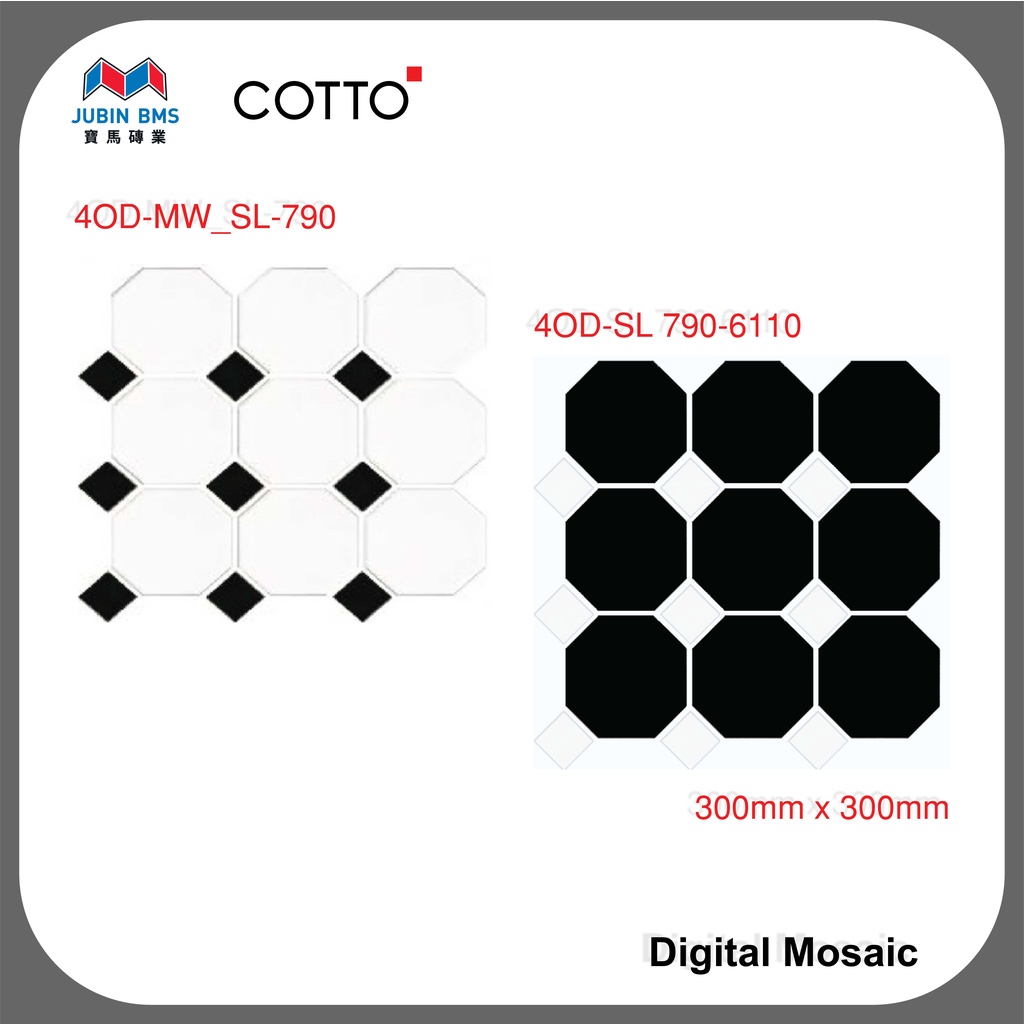 COTTO DIGITAL MOSAIC 12X12 inch | 300X300mm Glazed Porcelain Moroccan ...