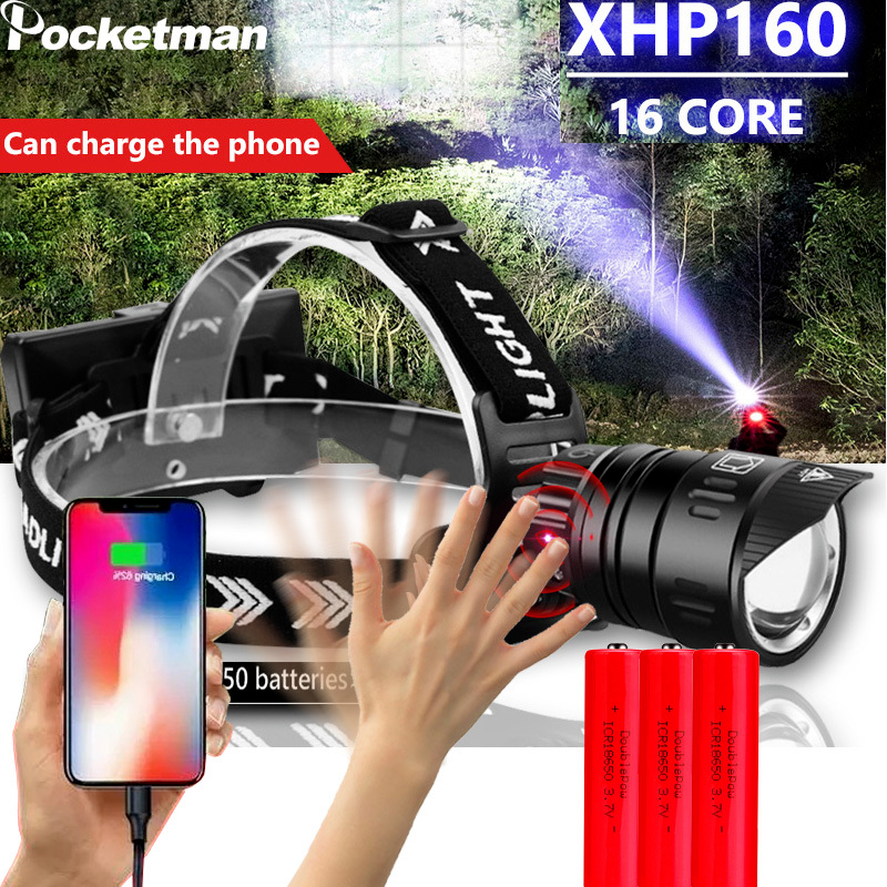 NEW XHP160 Led Headlamp 18650 Most Powerful Head Flashlight Torch ...
