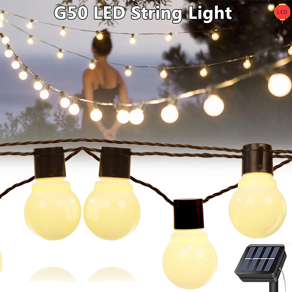 12m 40 led lampu raya solar outdoor waterproof led ball bubble fairy ...