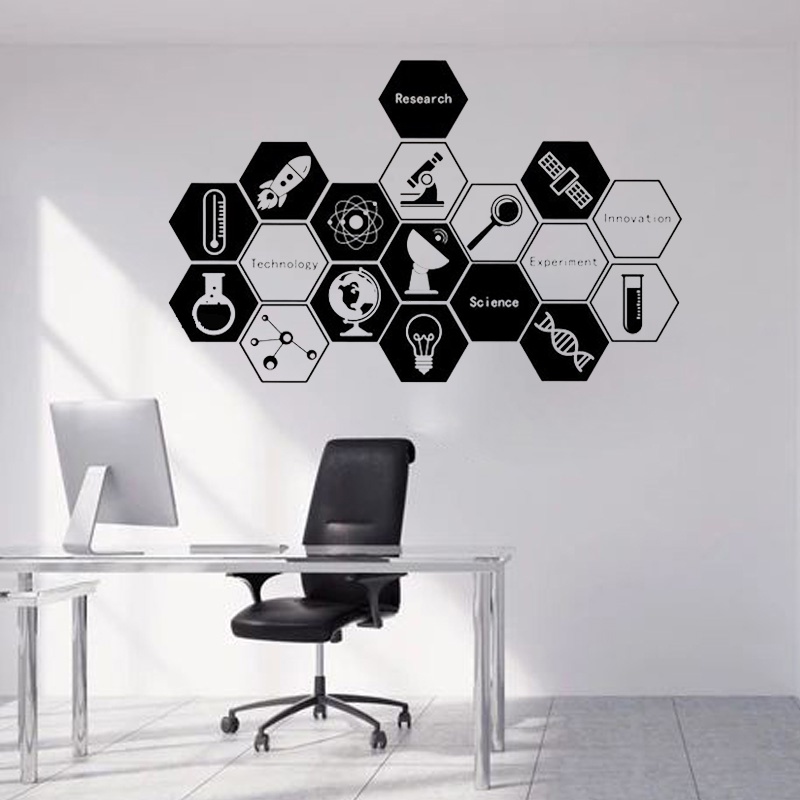 Classroom Wall Sticker School Laboratory Decoration Science Technology ...
