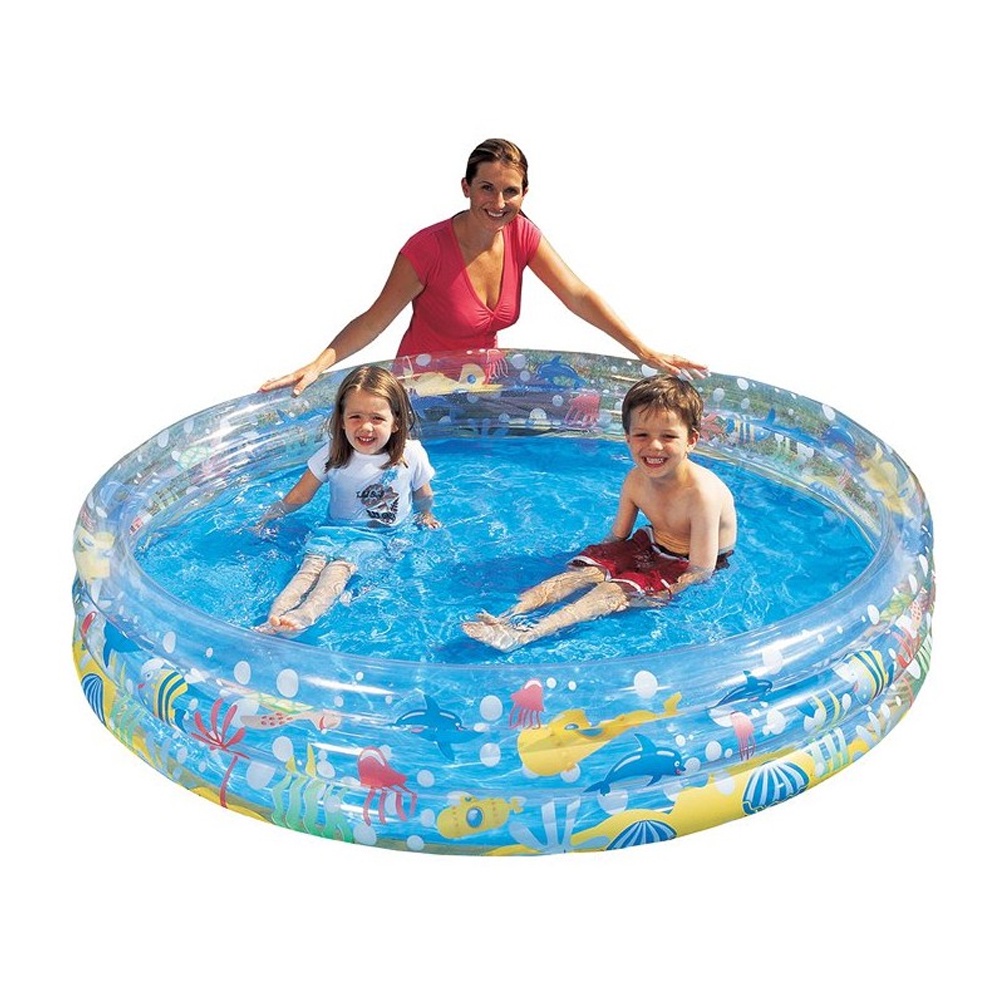 Bestway 51005 Sea Creatures Printed Inflatable 3 Rings Pool for Outdoor ...