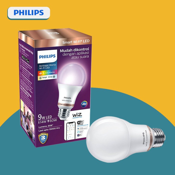 Philips LED Bulb Wifi Color Tunable 9W A60 12/1CT Smart Bulb | Shopee ...