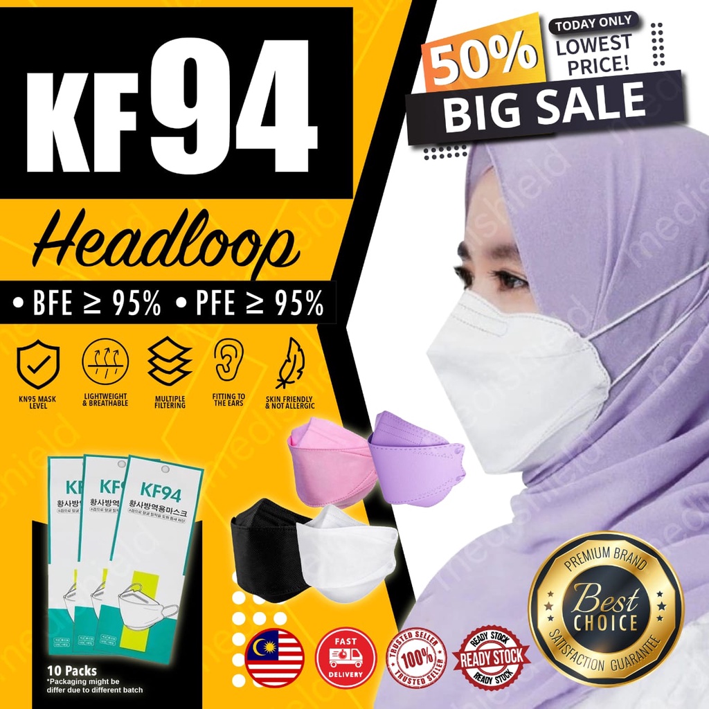 kf94 Mask Head Loop Mask Hijab Mask Headloop Mask 4 Ply Mask kf94 non ...