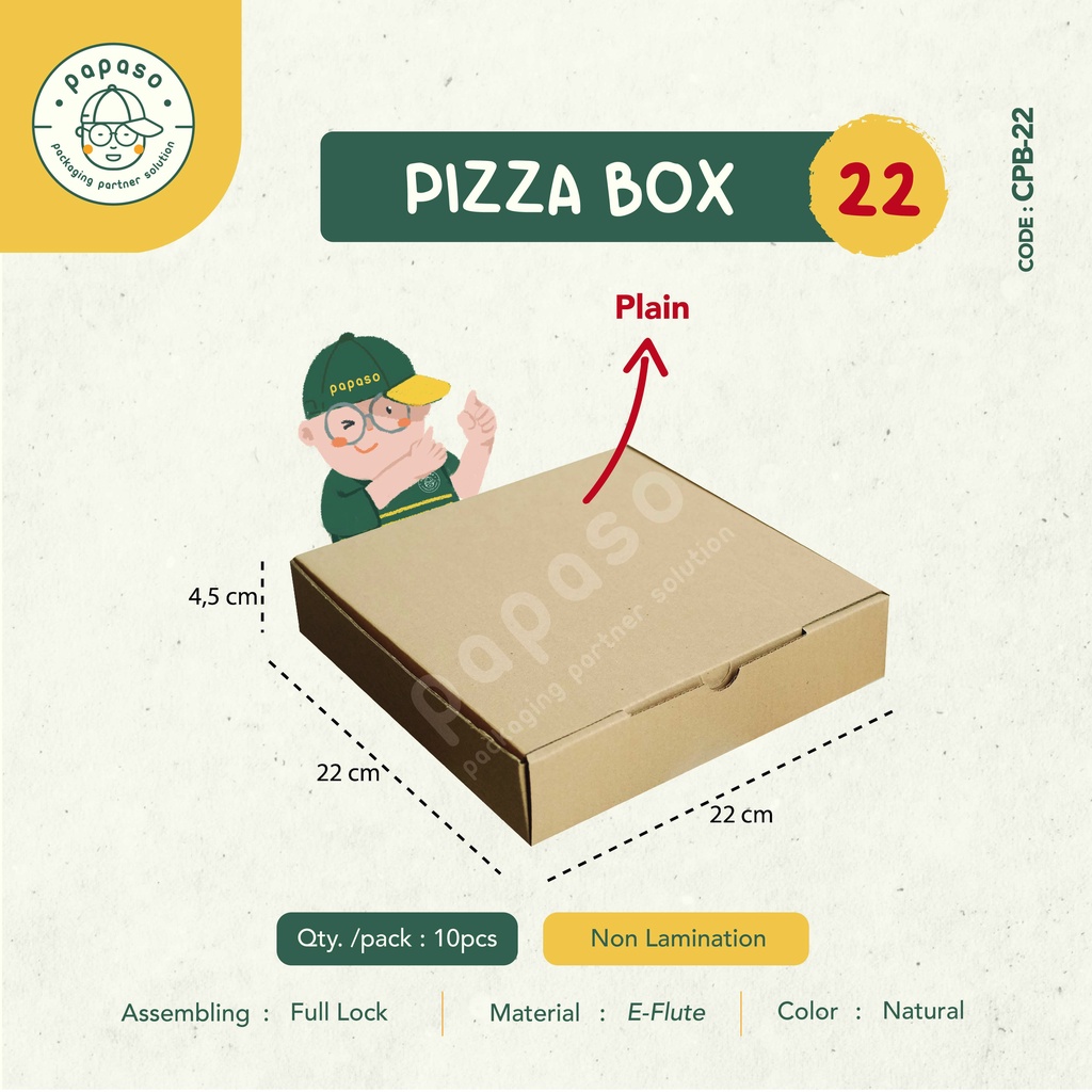 Coruated Pizza Box 22x22x4,5 / Cardboard / Box / Lunch Box (CPB22 ...