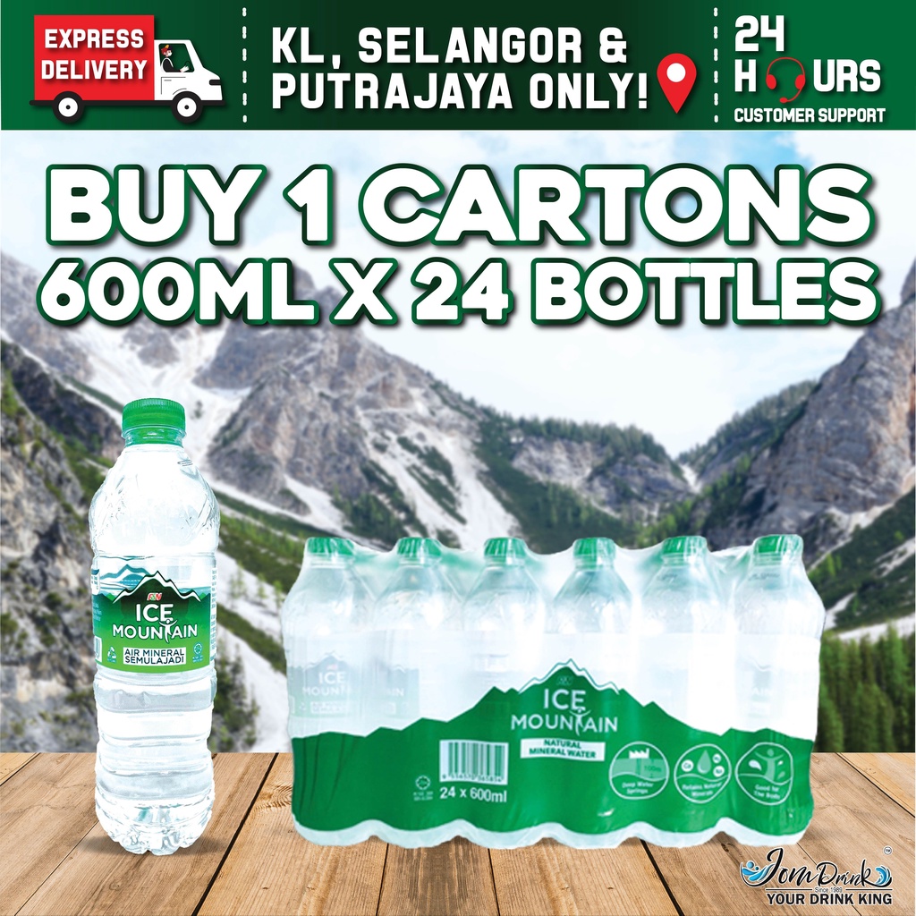 BUNDLE OF 1 FULL PACK : ICE MOUNTAIN MINERAL WATER 600ML x 24 BOTTLES | Shopee Malaysia