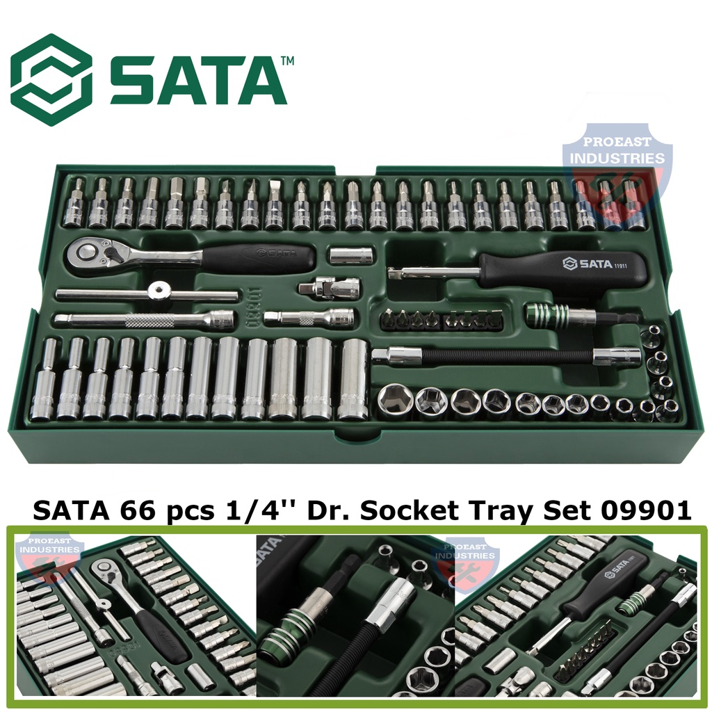 SATA 09901 66 pcs 1/4'' Dr. Socket Tray Set (mm size) | Shopee Malaysia