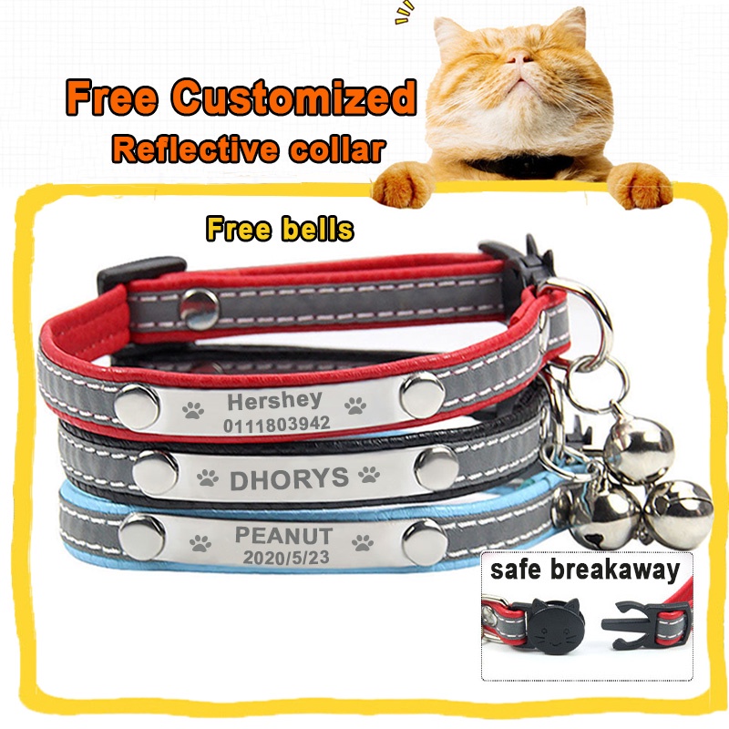 【Free Engraving】Reflective Cat Collar Cat Tag Puppy Dog Collar Dog Name ...