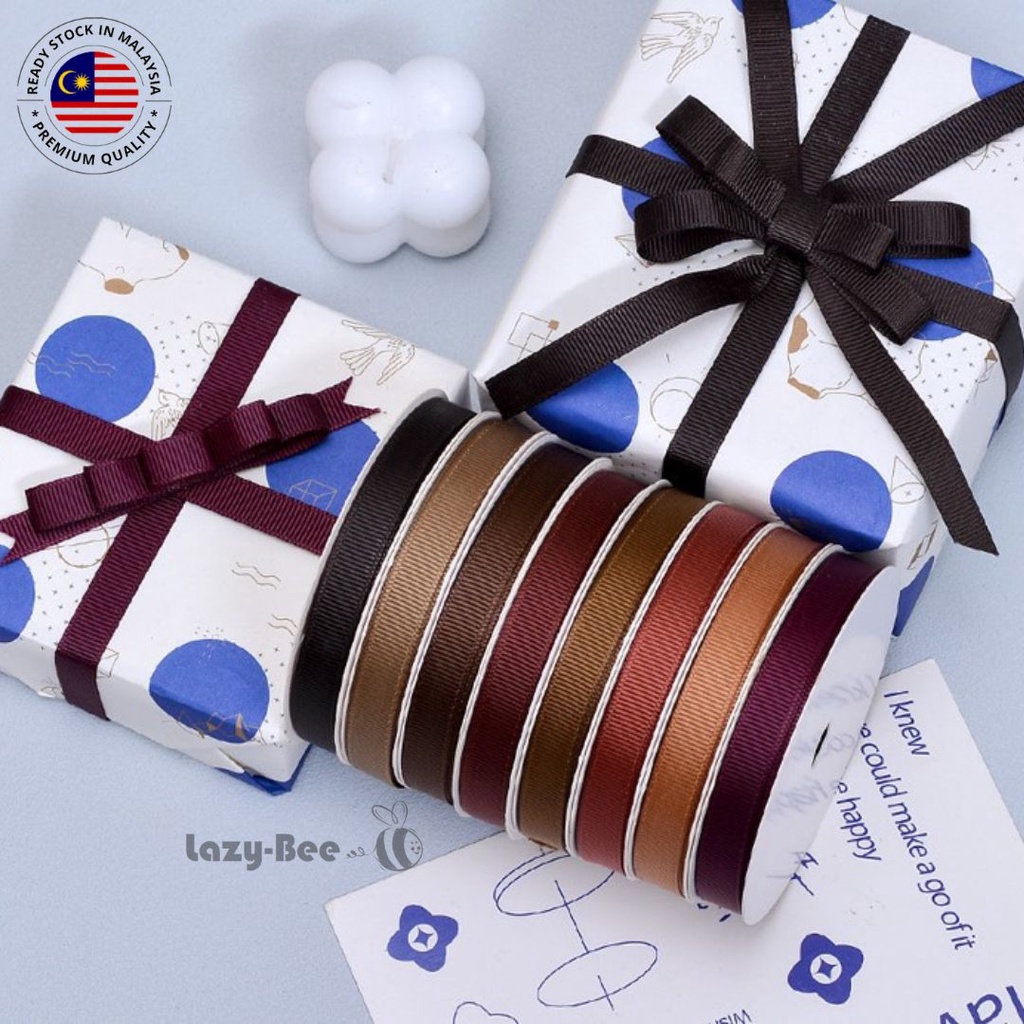 LAZY BEE 5 meter Golden Brown Rust Copper Grosgrain Ribbon Reben Door ...