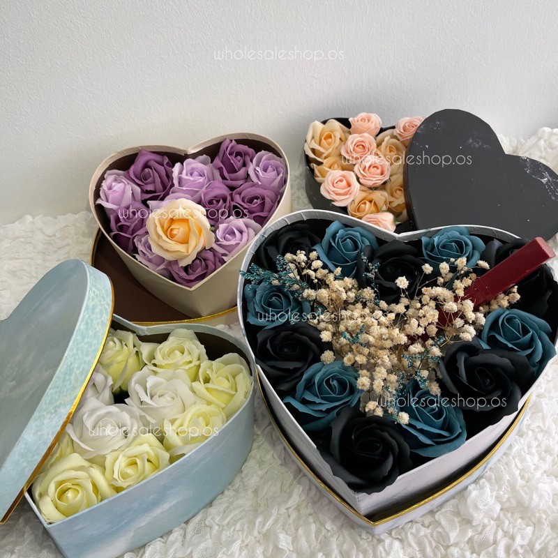 READY.S⚡️ 3in1 Love Shape Marble Flower Box Valentines Gift Box ...