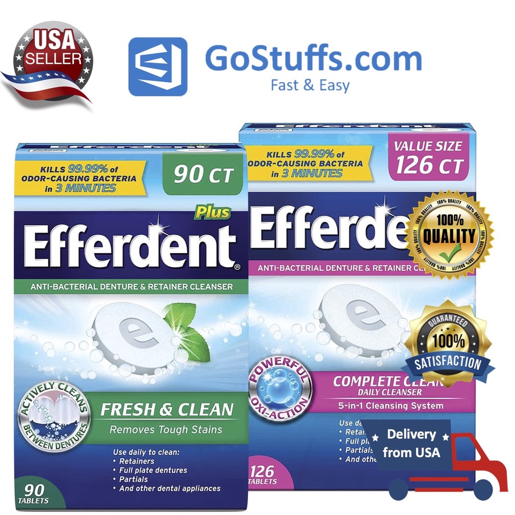 Effervescent tablets to clean and sanitize dentures, removable dentures ...
