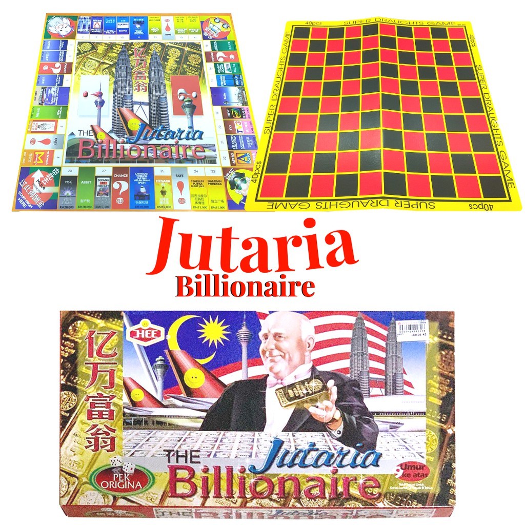 Original Big Board 2 In 1 The Billionare Jutaria Game / Dam Draughts ...