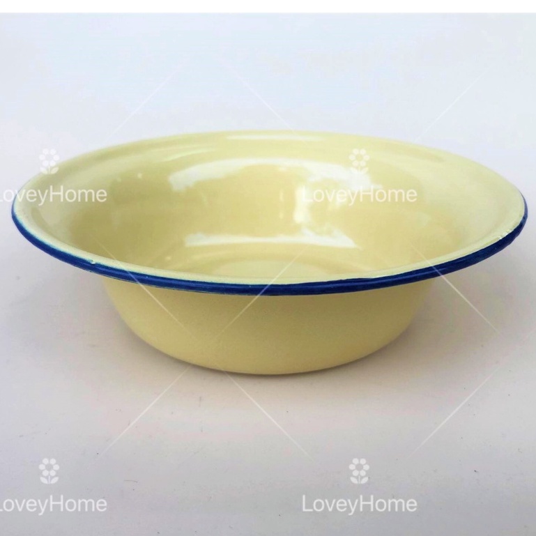 Enamel Bowl Viral Vintage Yellow Traditional Food Basin Pot Camp ...