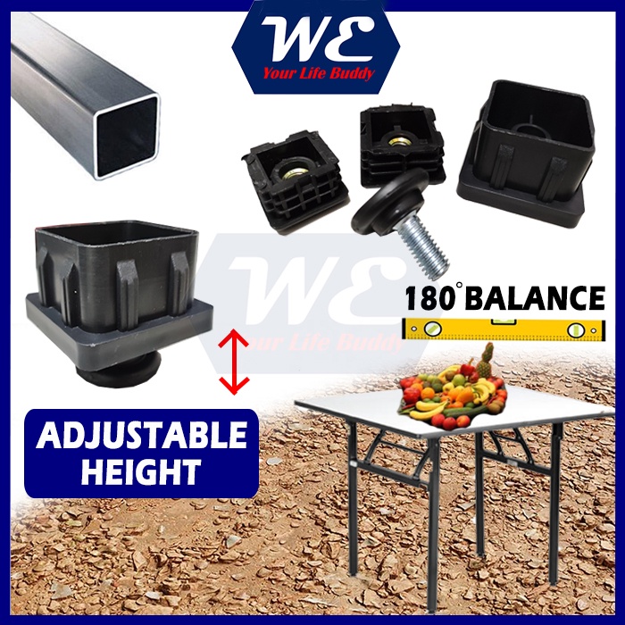 4PCS/SET Adjustable Foot Plastic Square Pipe Plug Nut / Square Inner ...