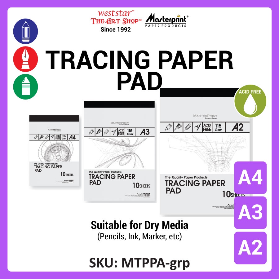 [WETAS] Masterprint Tracing Paper Pad Transparent Paper Tracing Paper ...