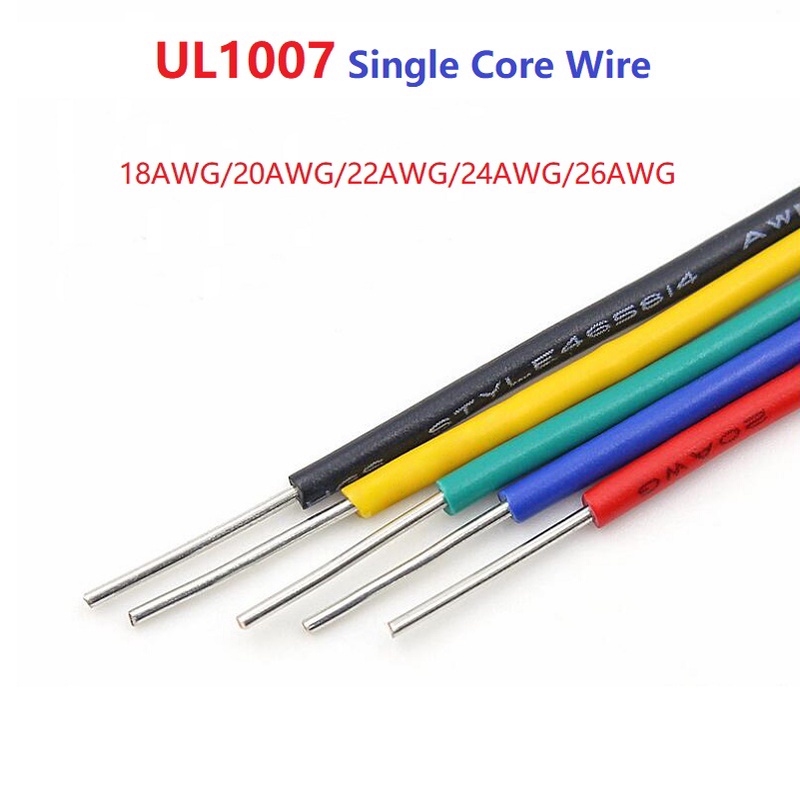 5M UL1007 Single Core Wire 14AWG 16AWG 18AWG 20AWG 22AWG 24AWG 26AWG PVC Tinned Copper Cable ...