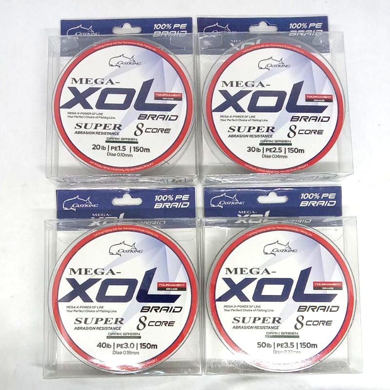 CASTKING MEGA-XOL PE BRAID 150m -20lb /30lb /40lb /50lb Dark Green | Shopee Malaysia