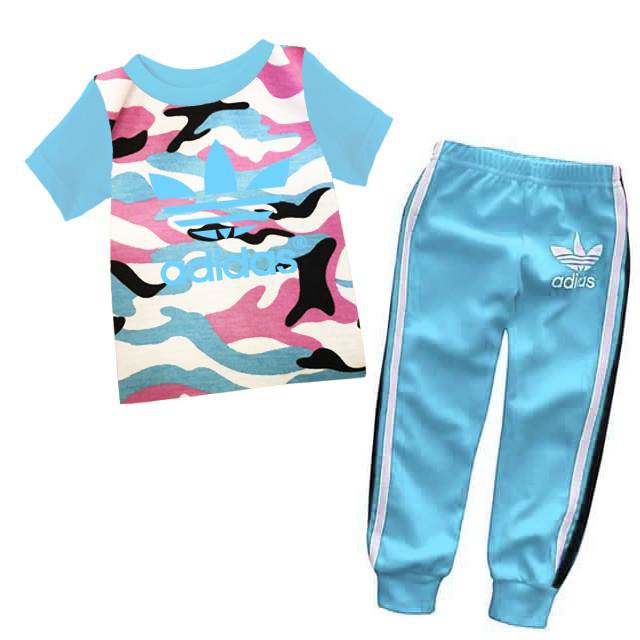 [Ready Stock] Kids Pyjamas Inspired by Adidas - Blue | Shopee Malaysia