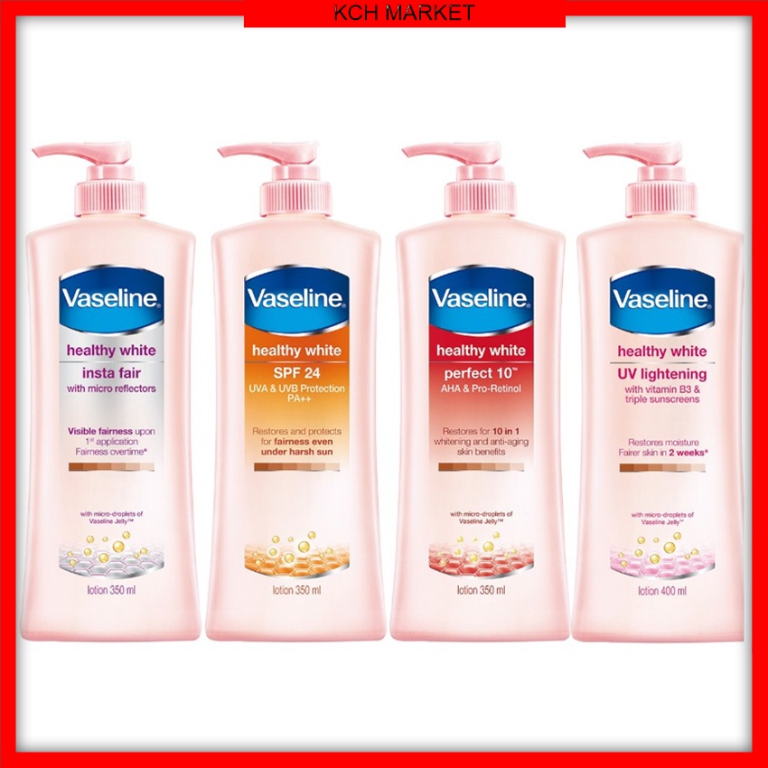 🔥Ready stock🔥Vaseline Healthy White Body Lotion Perfect 10 / SPF24 / 350ML/400ML | Shopee Malaysia