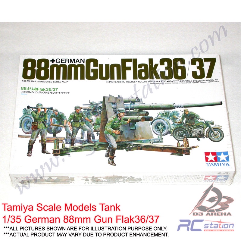 Tamiya Scale Models Tank #35017 - 1/35 German 88mm Gun Flak36/37 [35017 ...