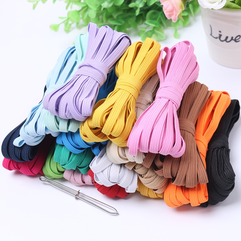 6mm Colourful flat elastic strap elastic cord DIY handmade Clothes cuff ...