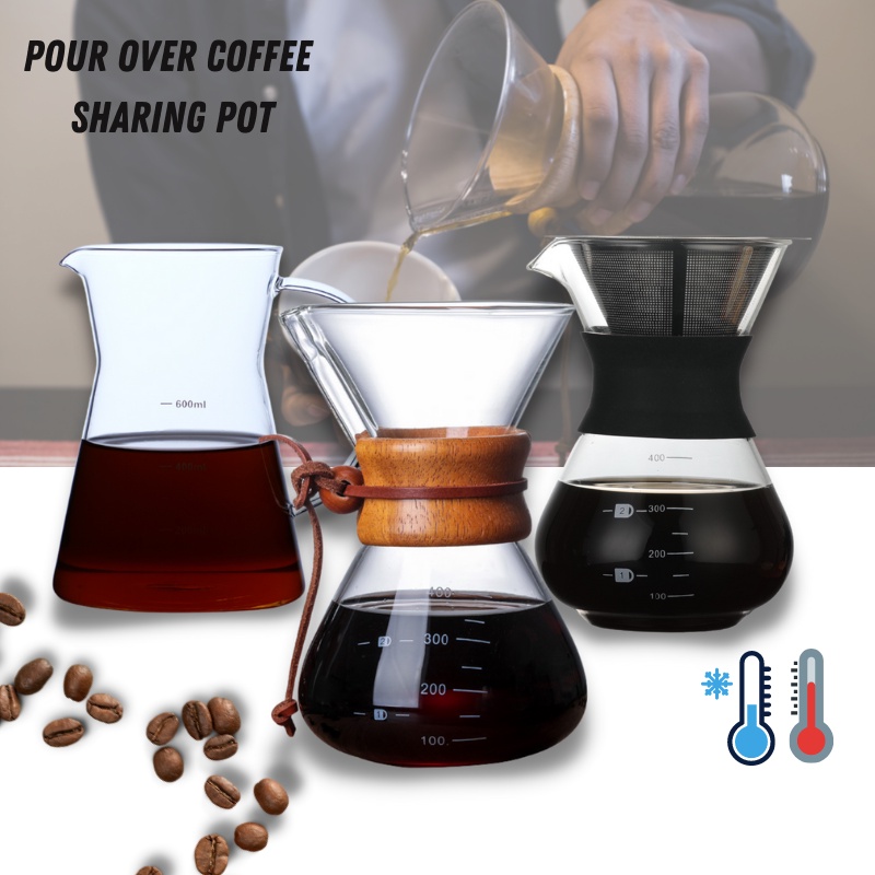 [Ready Stock] 400ml Hand pour over Glass coffee pot Coffee sharing pot ...