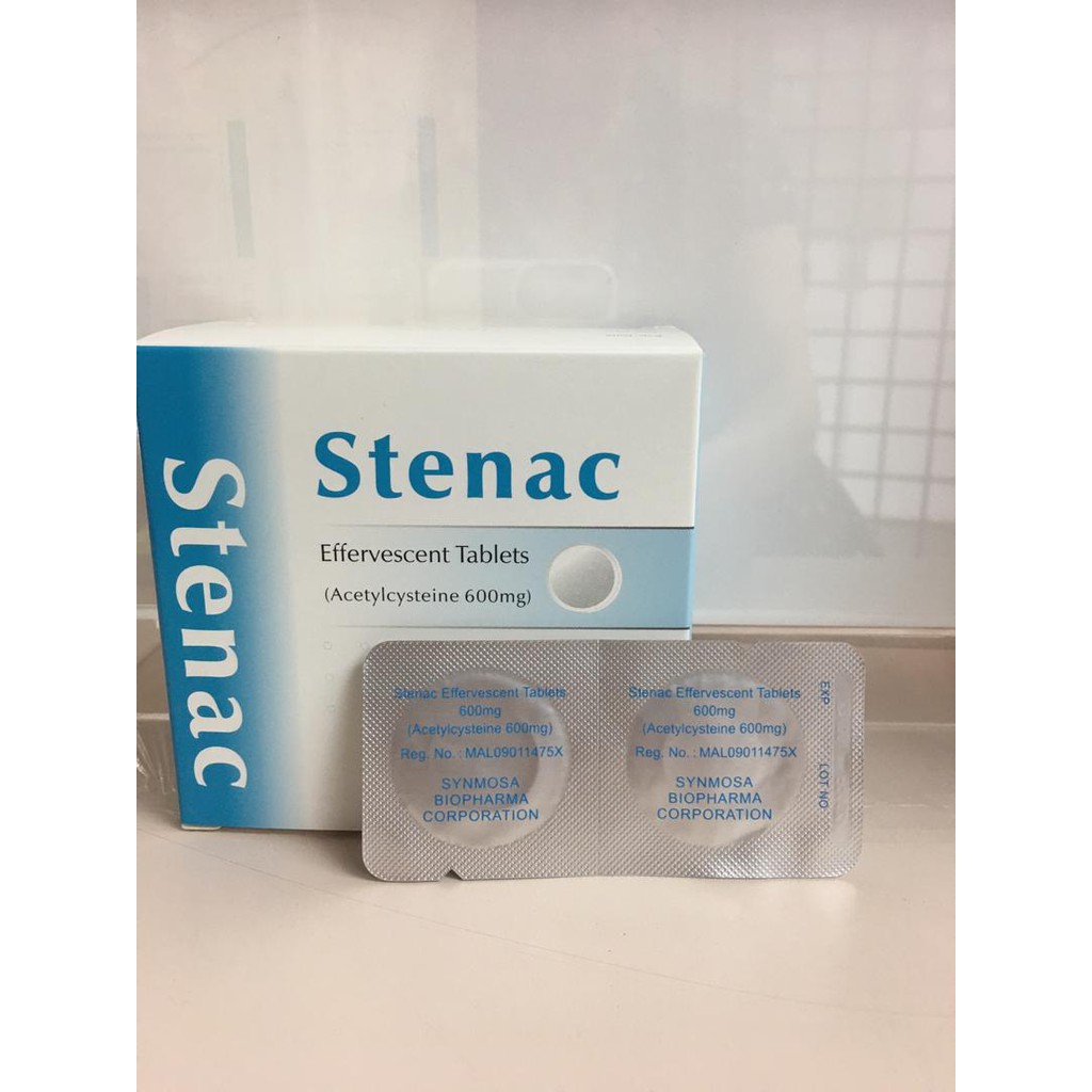 Stenac Effervescent Ubat Pecah Kahak Lega Batuk 600mg 2 tablets ...