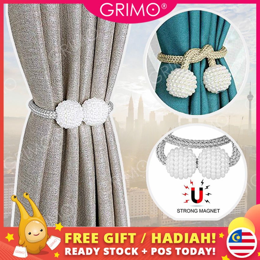 READY STOCK💖GRIMO Pearwin Curtain 1PC Holder Langsir Magnet Belt Rope Strap Buckle Hook Hanger ...