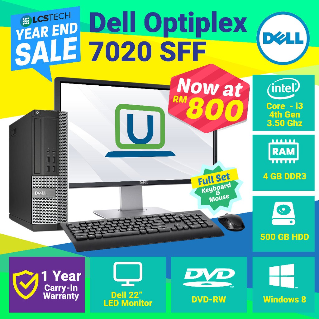 Dell OptiPlex 7020 SFF Full Set - Core i3-4th Gen - 1 YEAR WARRANTY ...