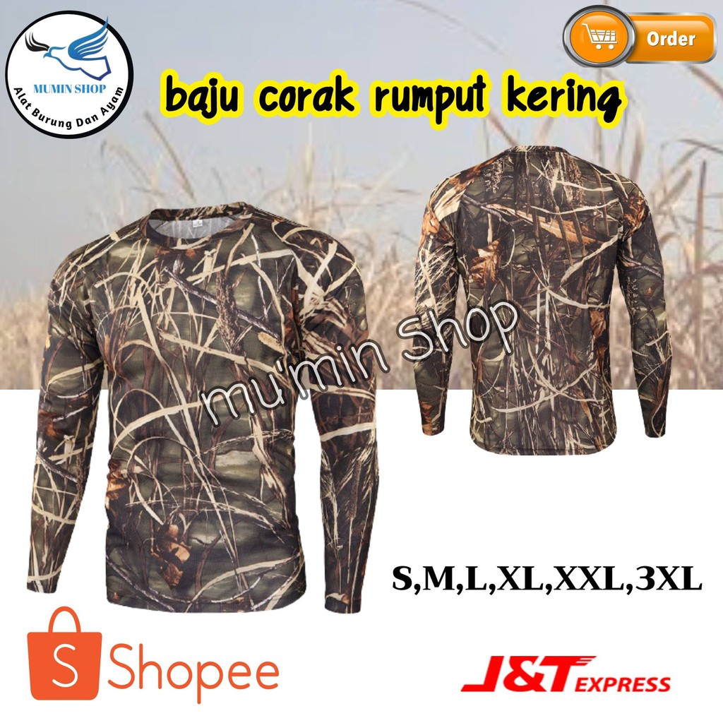 Baju Corak Rumput Kering Long Sleeve Tees | Shopee Malaysia