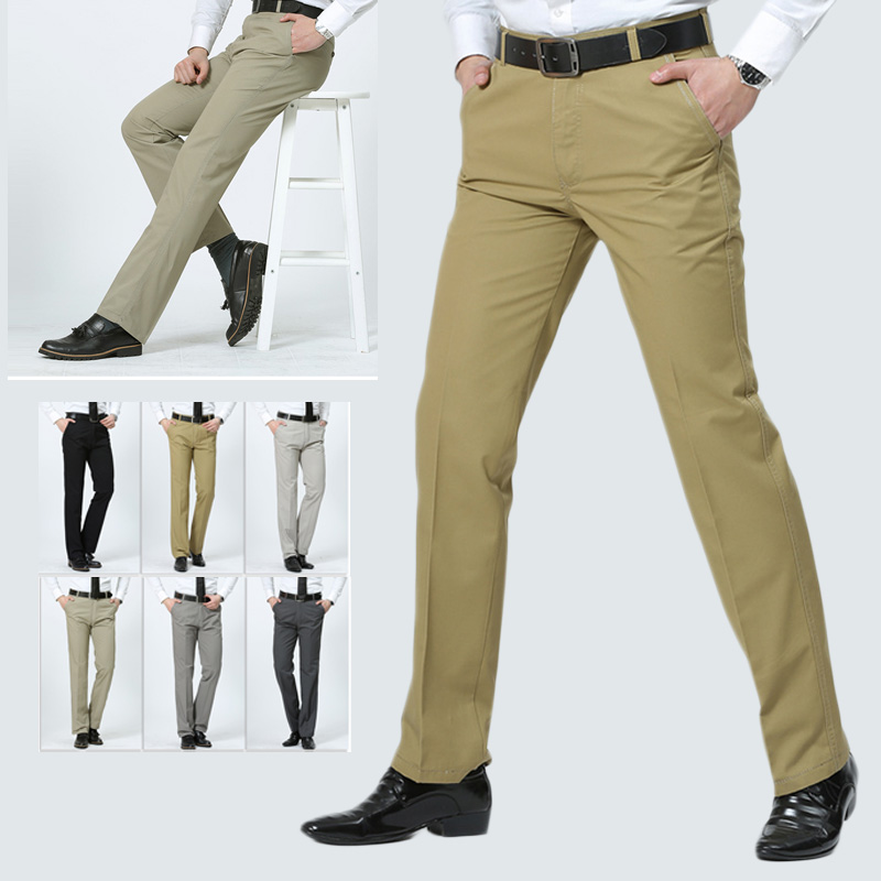 😎Ready Stock🔥 Men's Casual Pant Khaki Cotton Straight Formal Office ...