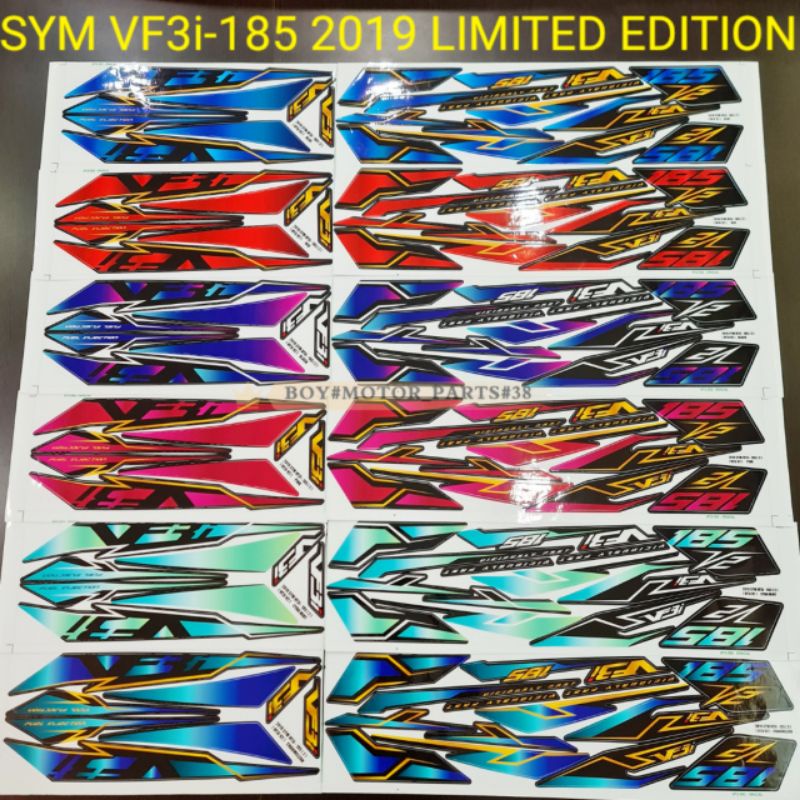 SYM VF3i 185 ( 2 ) LIMITED EDITION 2019 BODY STICKER / BLUE / BLACK ...