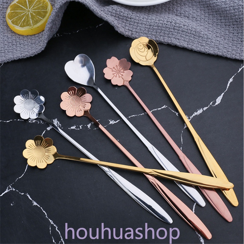 Flower Spoon Set Small Tea Spoon Coffee Cute Ice Cream Dessert ...