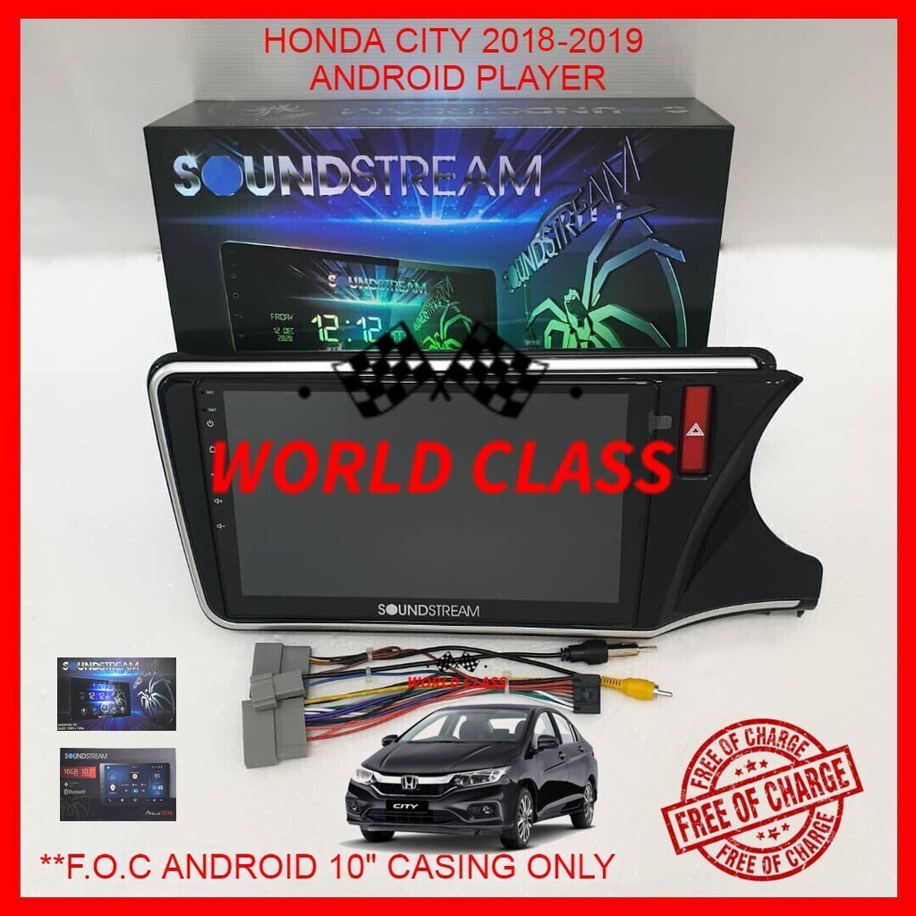 HONDA CITY 2018-2019 (HIGH) SOUNDSTREAM QLED ANDROID 10" PLAYER 2.5D ...