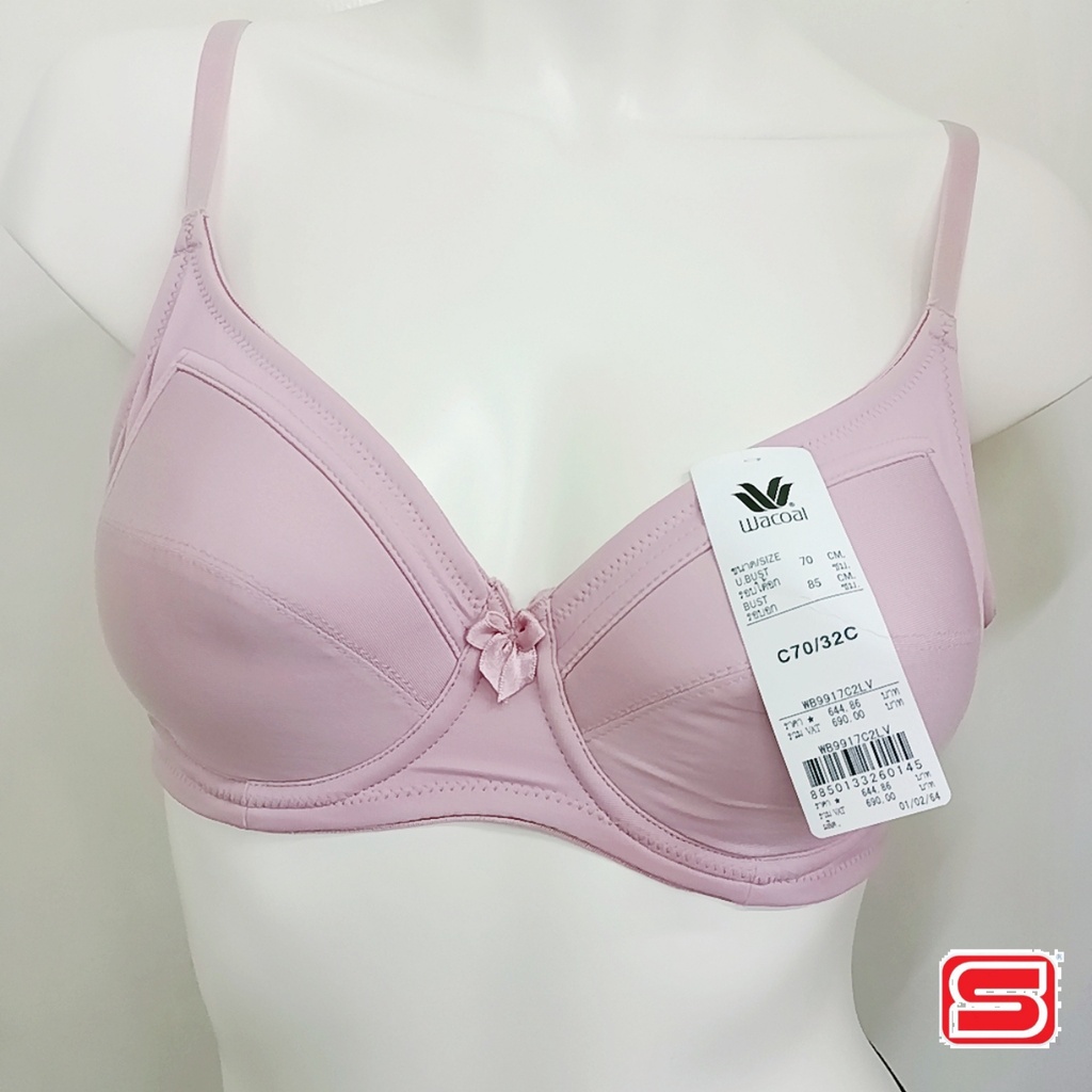 Wacoal Basic Bra Model WB9917 Underwear With Sponge Thin Full cup 4/5 Smooth Breast 3 Hooks ...