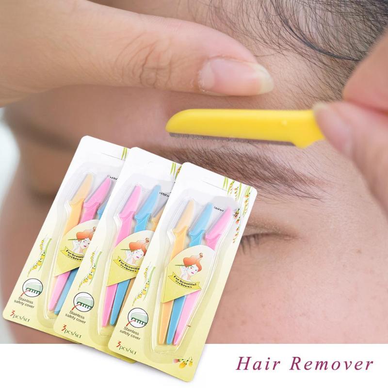 3 Pcs Eyebrow Trimmer Hair Remover Set Women Face Razor Eyebrow ...