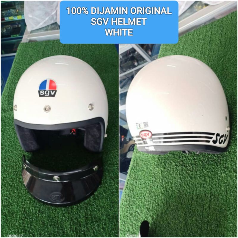 HELMET SGV 3 BUTTON WHITE,MEROON,SILVER 100% DIJAMIN ORIGINAL DAN HIGH ...