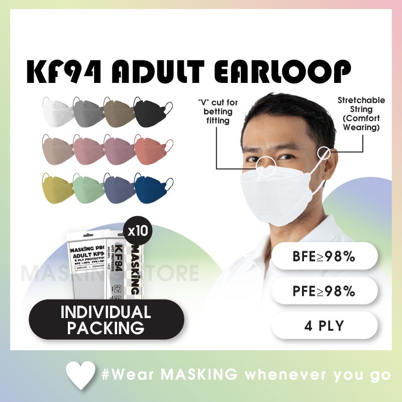 𝐌𝐃𝐀 𝐀𝐏𝐏𝐑𝐎𝐕𝐄𝐃 KF94 Mask Face Mask 4ply Adult Face Mask/ Topeng Muka ...