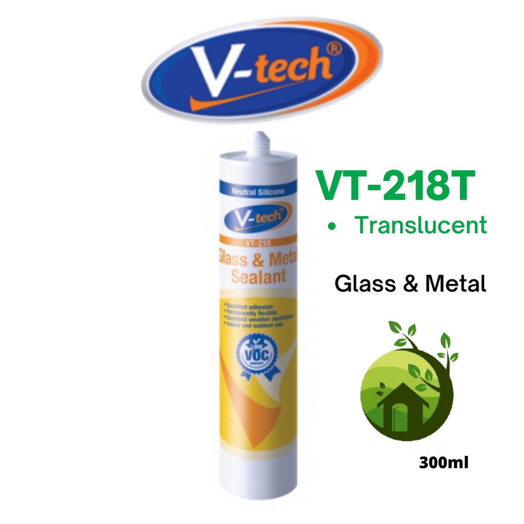 VT-218 Neutral Translucent Glass & Metal Silicone Sealant V-tech 300ml 硅酮密封胶 Vtech vt218 ...