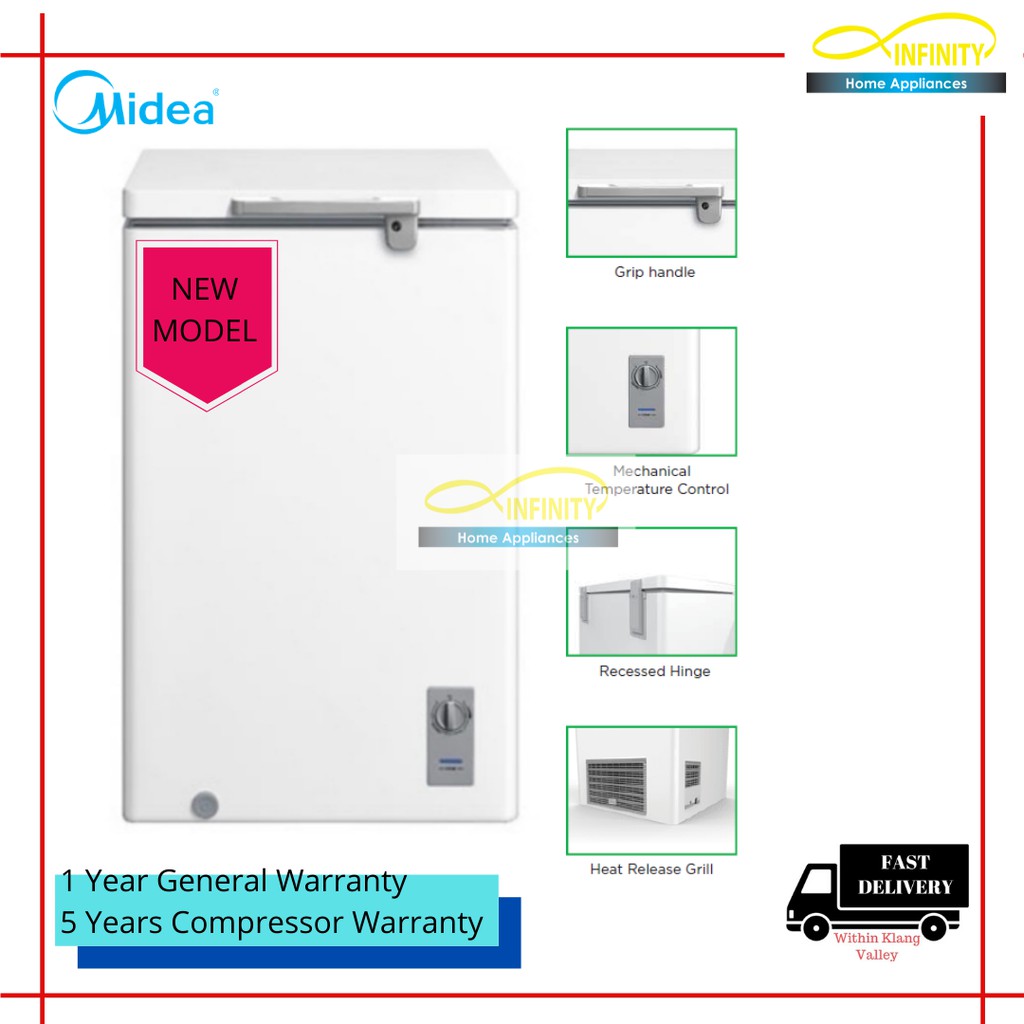MIDEA 130L Chest Freezer WD130 2021 New Model | Shopee Malaysia