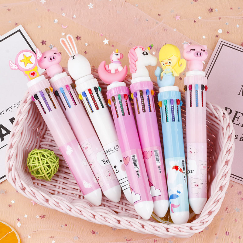 10 Colors cute ballpoint pen Kids gift Retractable gel pen School ...
