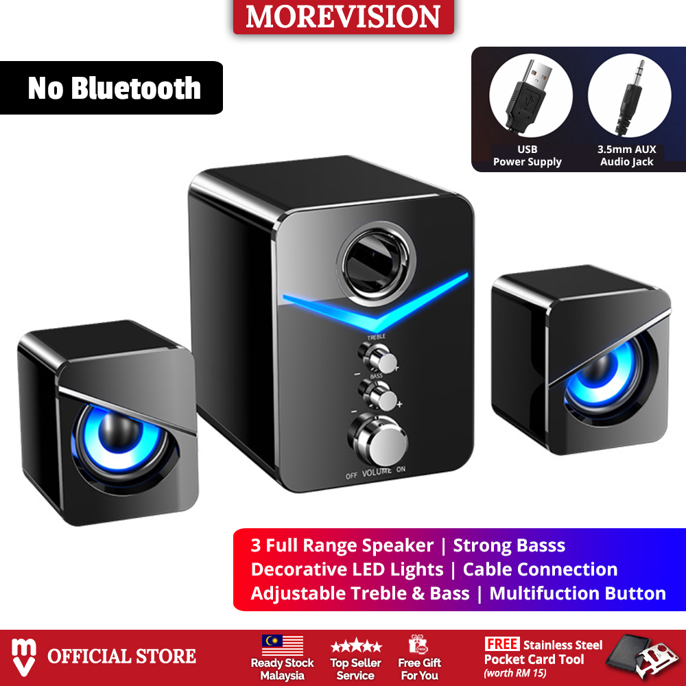 LED USB Speaker Set with Bluetooth Strong Bass Stereo Wired Sound Box ...
