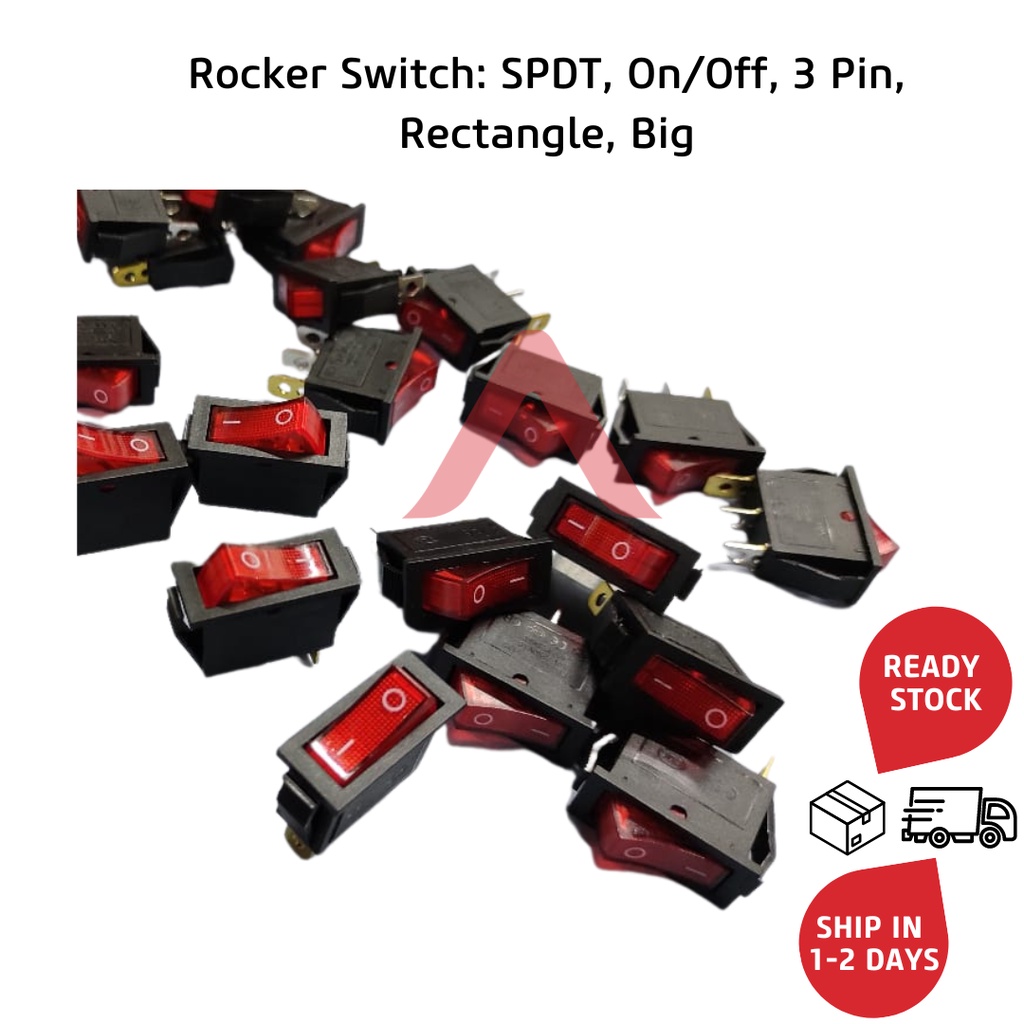 Rocker Switch: SPDT, On/Off, 3 Pin, Rectangle, Big | Shopee Malaysia