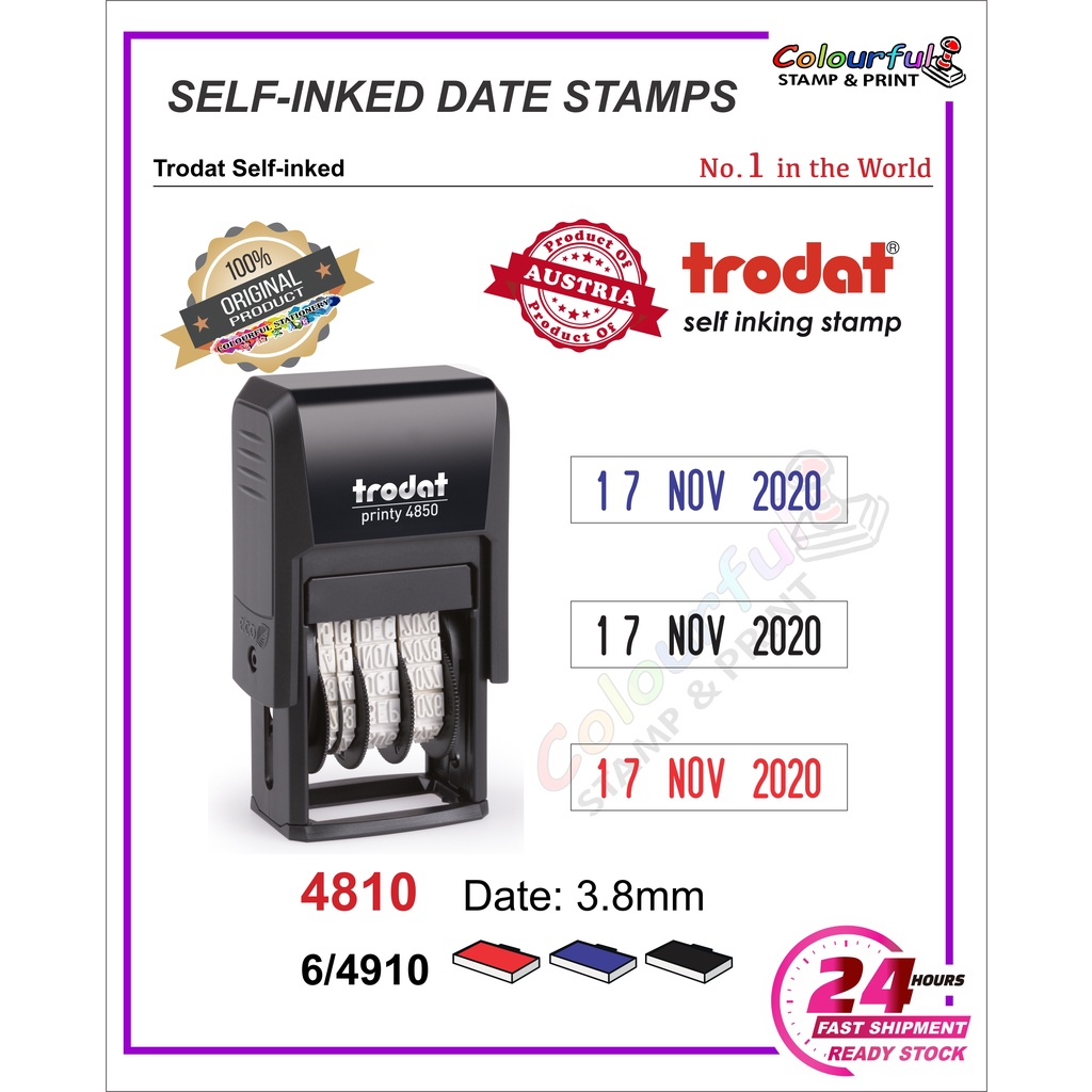Trodat Mini Date Self-inked Rubber Stamp 4810,4820,4817. Hight Quality. | Shopee Malaysia