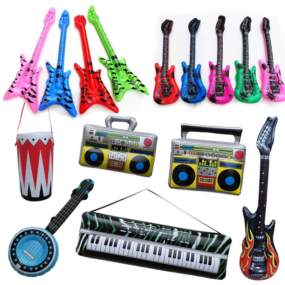 Simulated Musical Instrument Inflatable Balloon PVC Guitar Microphone ...