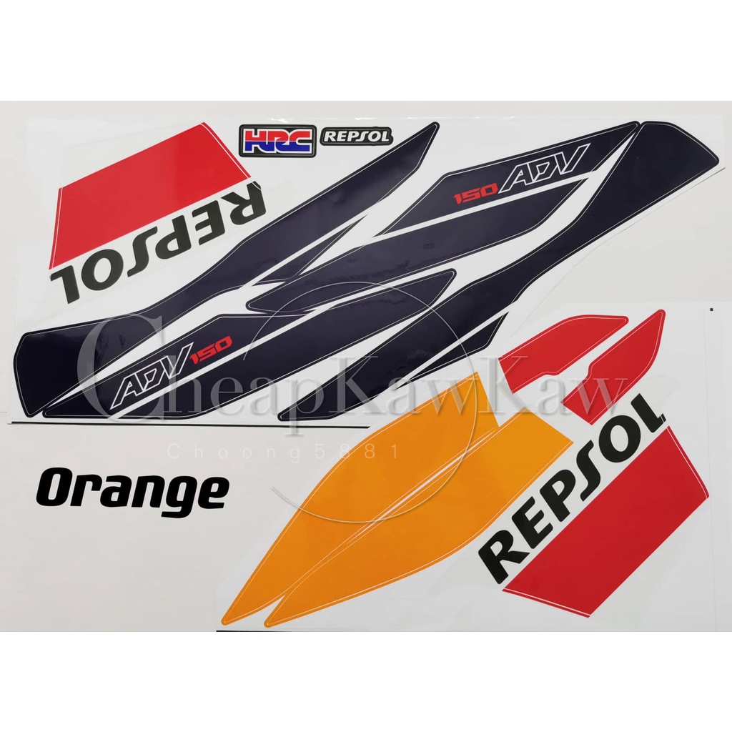 Honda ADV 150 REPSOL 150 ( 4 ) Body Cover Set Stripe Sticker - Red ...