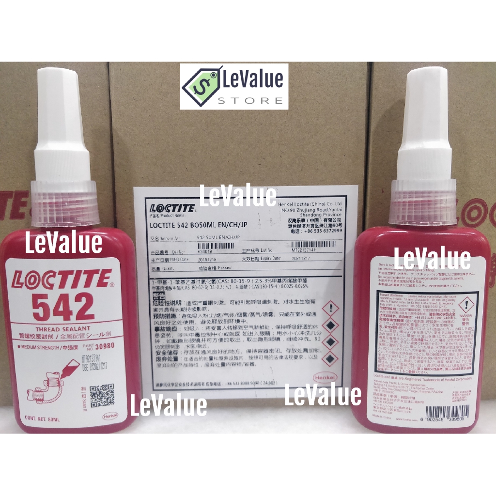LOCTITE 542 Thread Sealant - Medium Strength 50ml with QR Code- 30980 ...