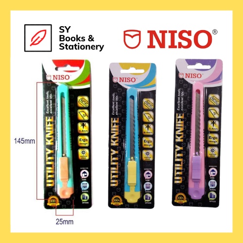 NISO Ergo Design Medium Cutter Knife 145mm x 25mm - Pastel Colour ...